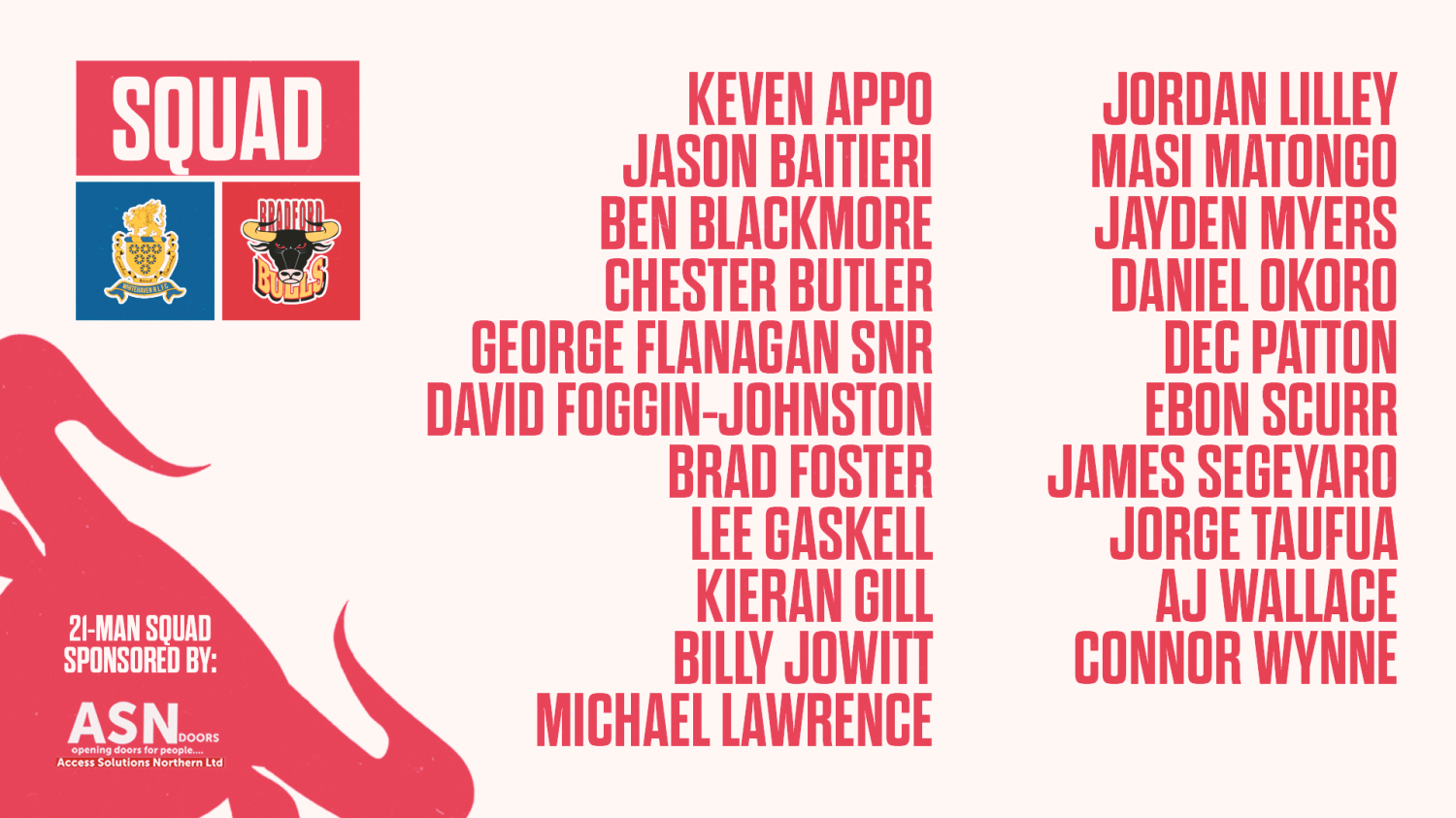 ASN DOORS 21-MAN SQUAD - WHITEHAVEN RLFC (A)