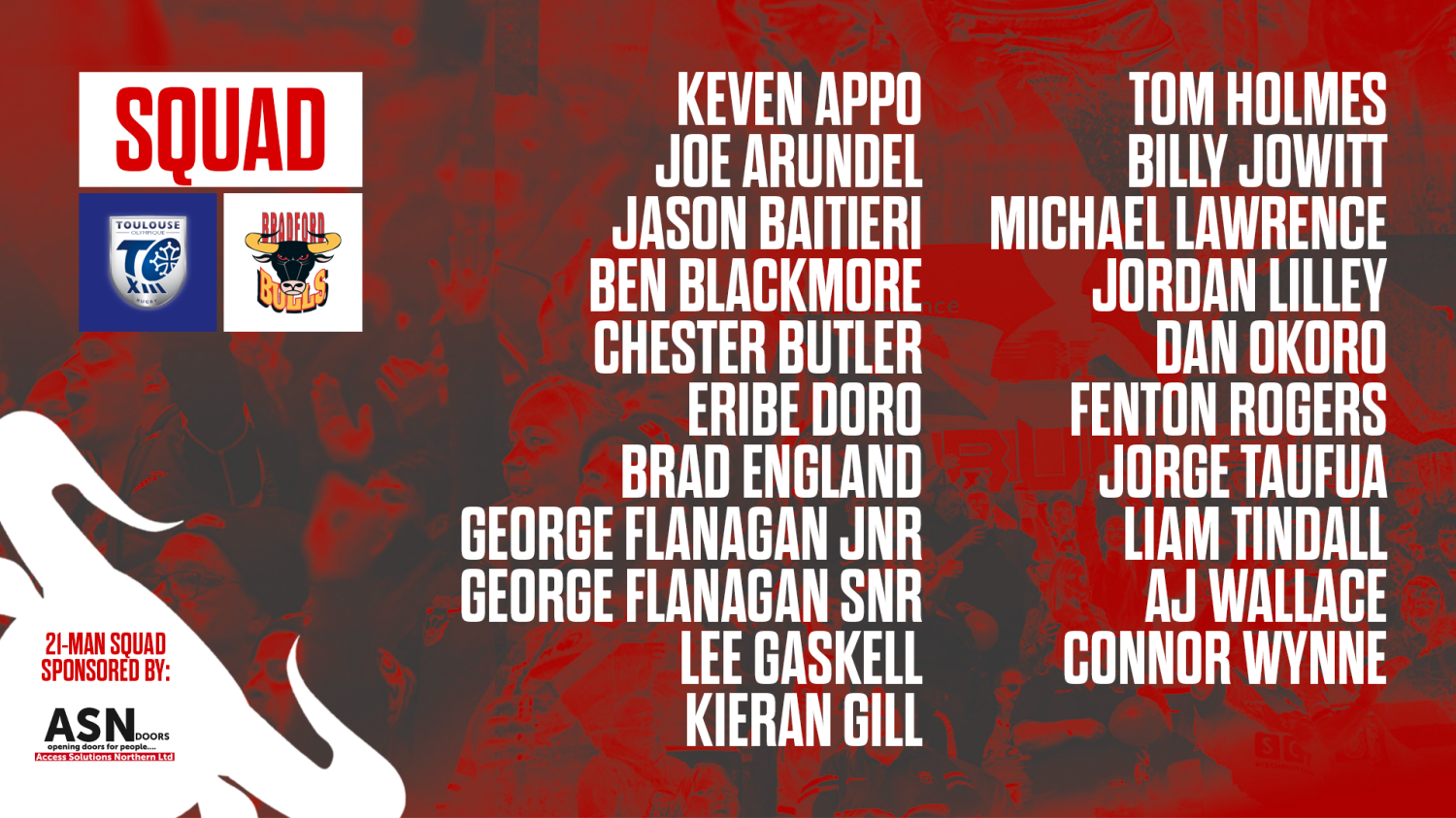 ASN DOORS SQUAD NAMED FOR TOULOUSE SEMI