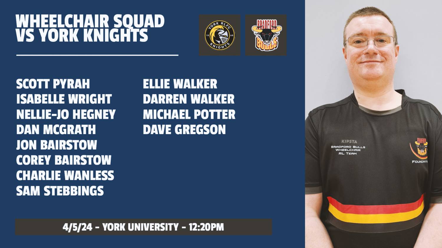 WHEELCHAIR SQUAD NAMED FOR YORK CLASH