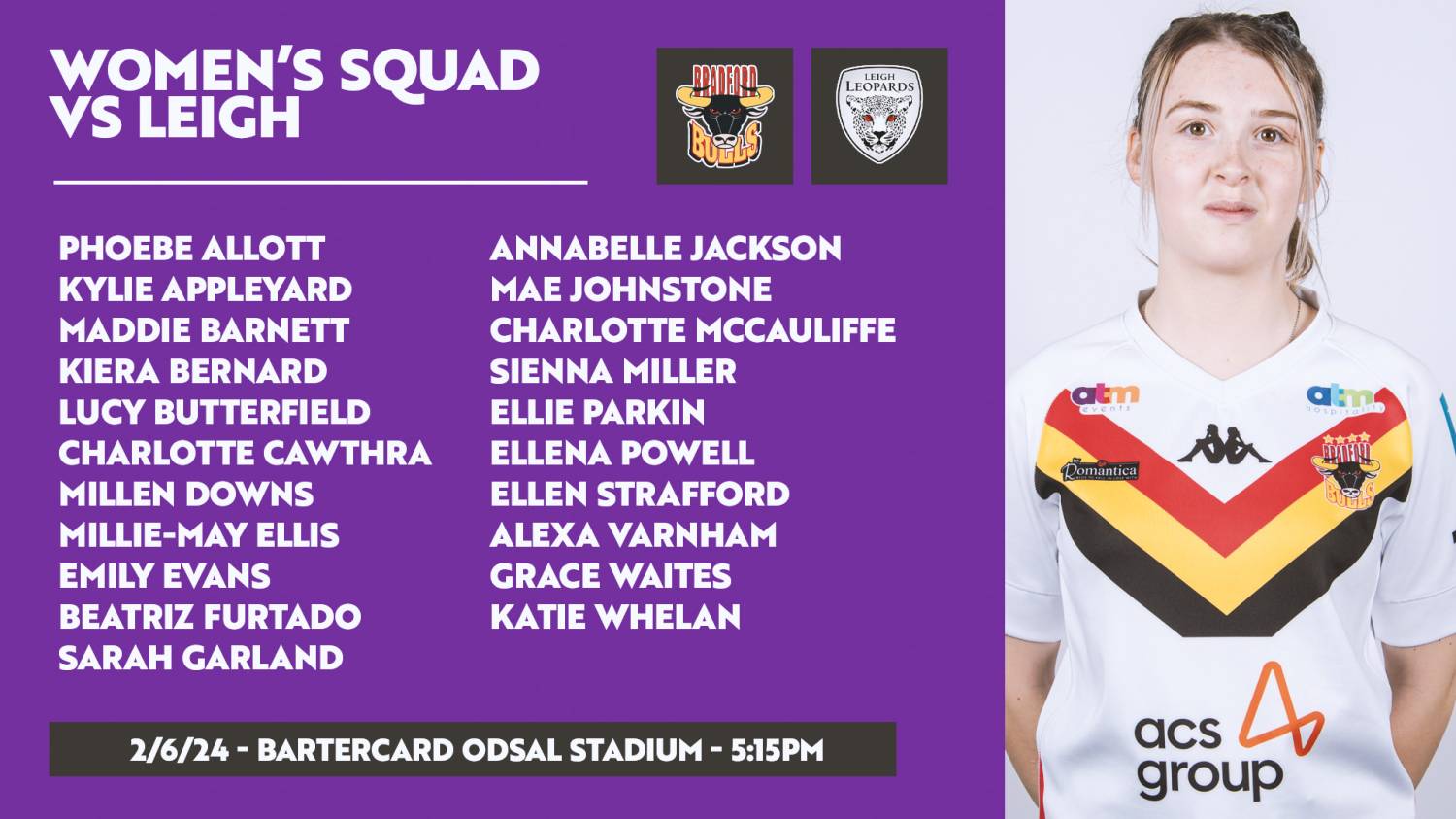 WOMEN'S SQUAD NAMED FOR LEOPARDS CLASH