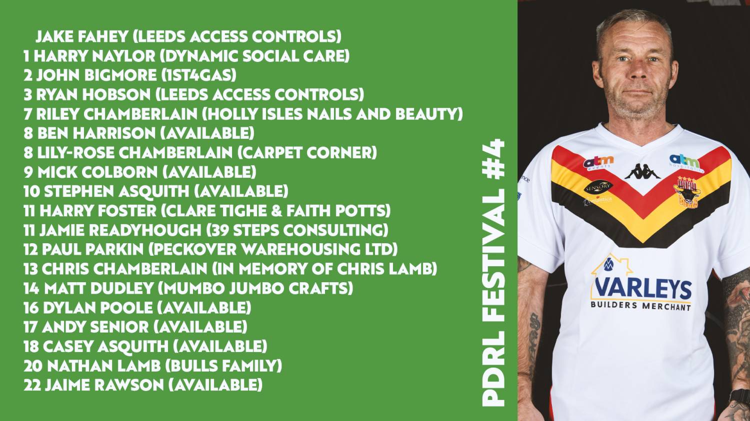 PDRL SQUAD NAMED FOR WEEKEND FESTIVAL